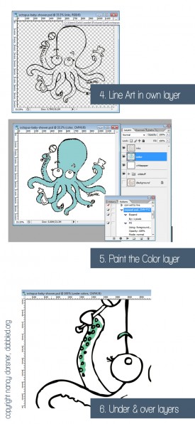 Photoshop Class: Scanned line drawing to finished colored illustration ...